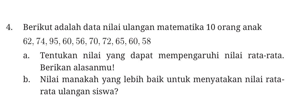 4. Berikut adalah data nilai ulangan | StudyX