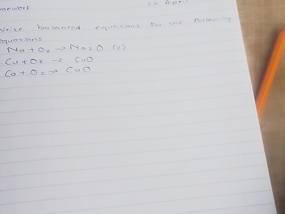 Write balanced equations for the following | StudyX