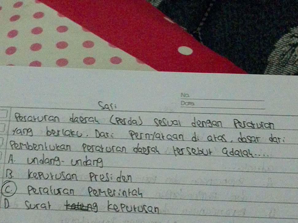 Peraturan daerah (perda) sesuai dengan | StudyX