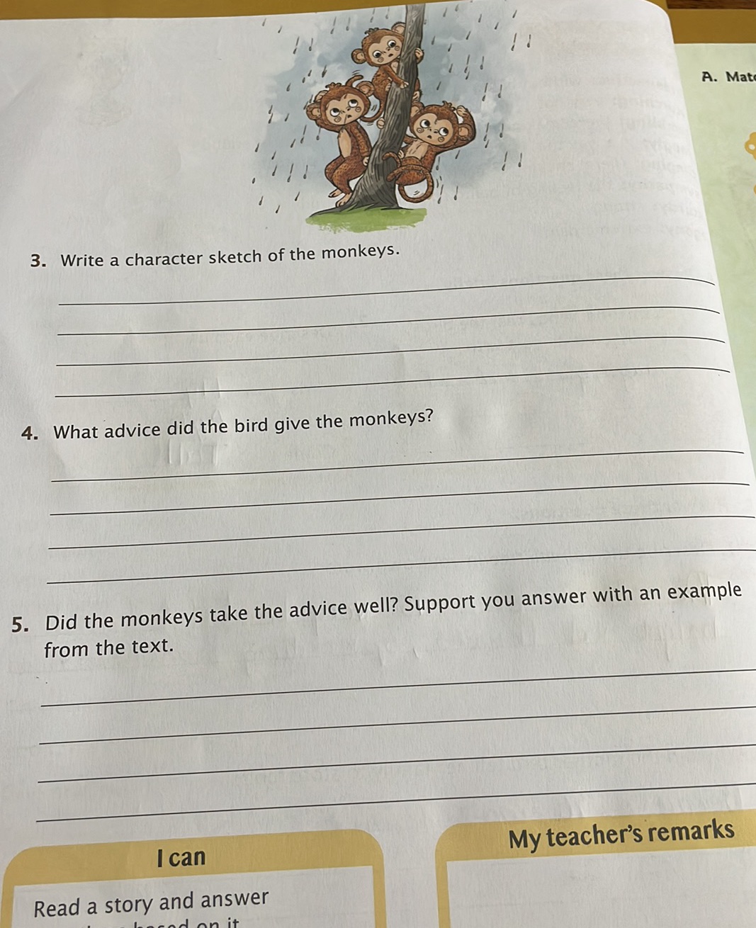 3. Write a character sketch of the monkeys. | StudyX
