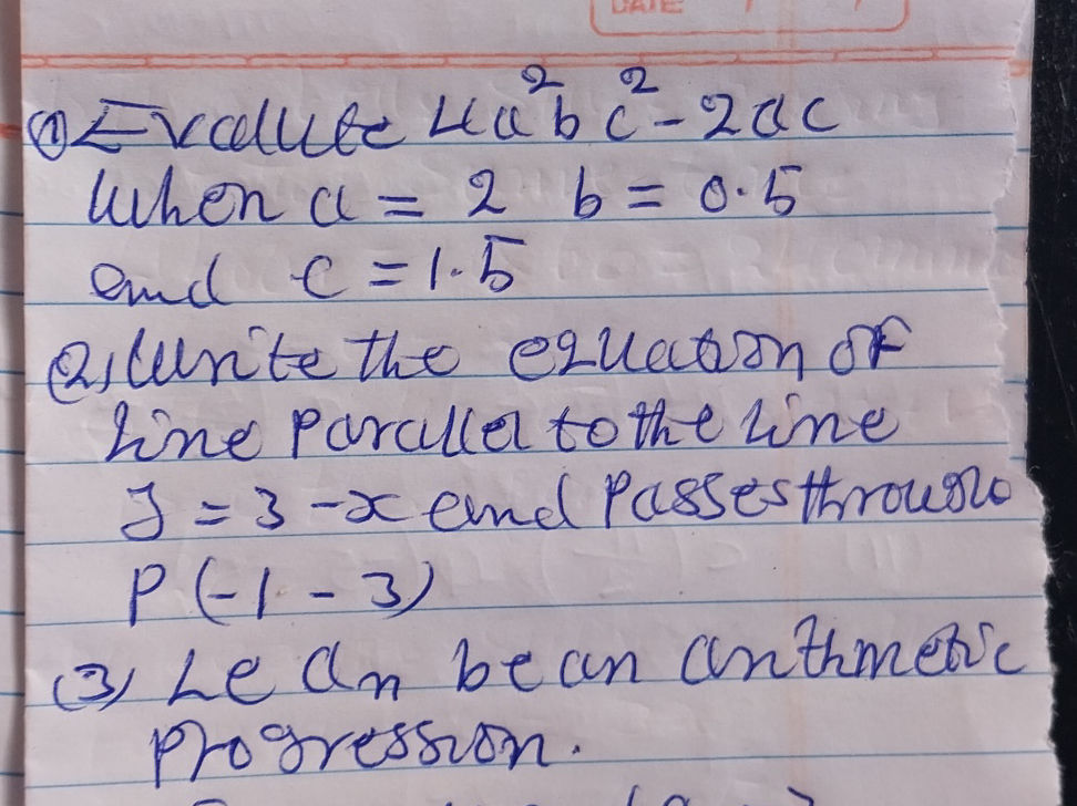 1. Evaluate $4ab^2c^2 - 2ac$ when $a = 2$, | StudyX