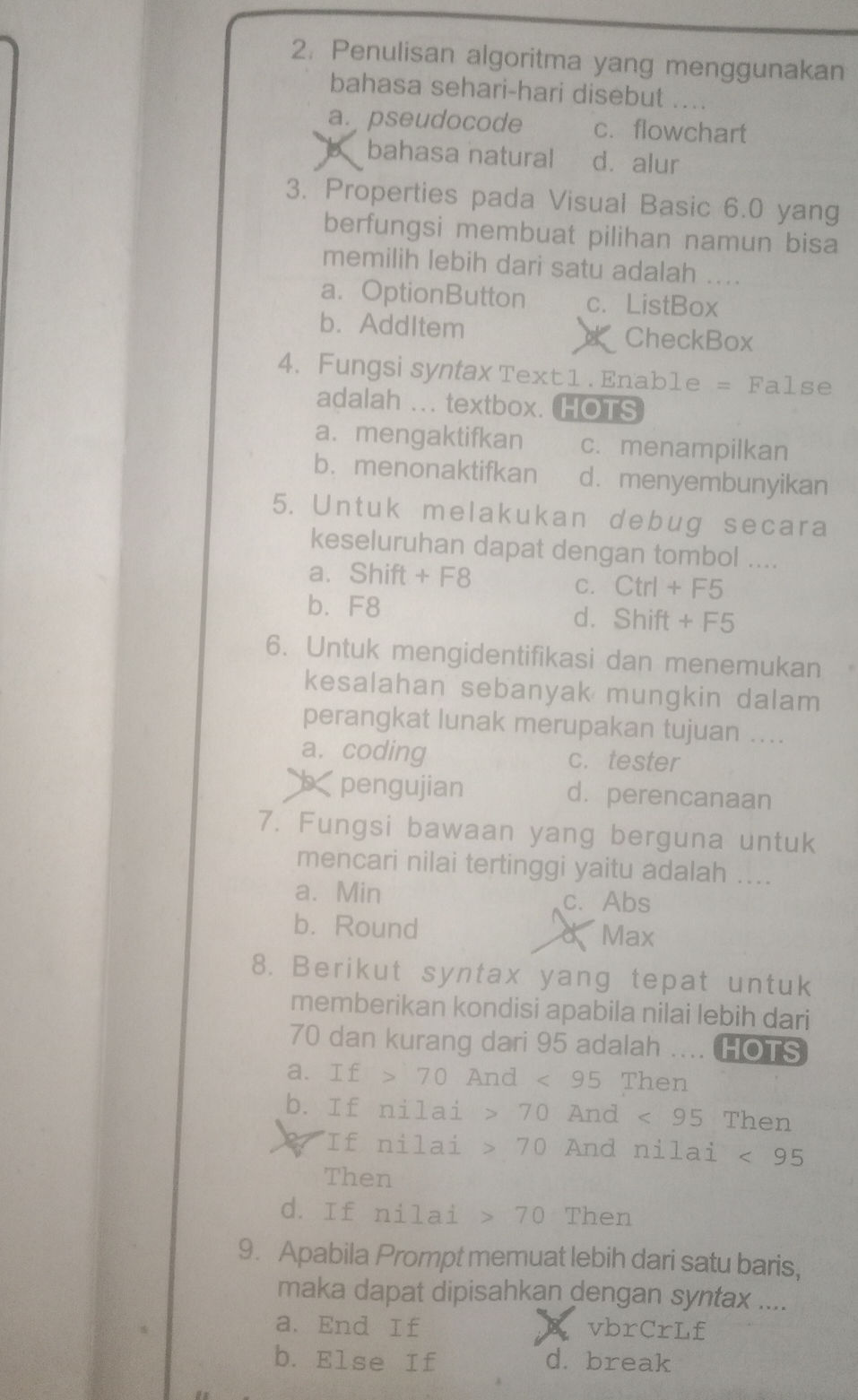 2. Penulisan algoritma yang menggunakan | StudyX