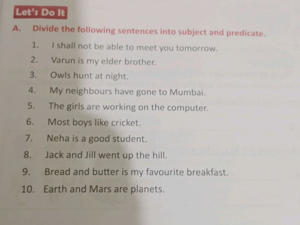 A. Divide the following sentences into | StudyX