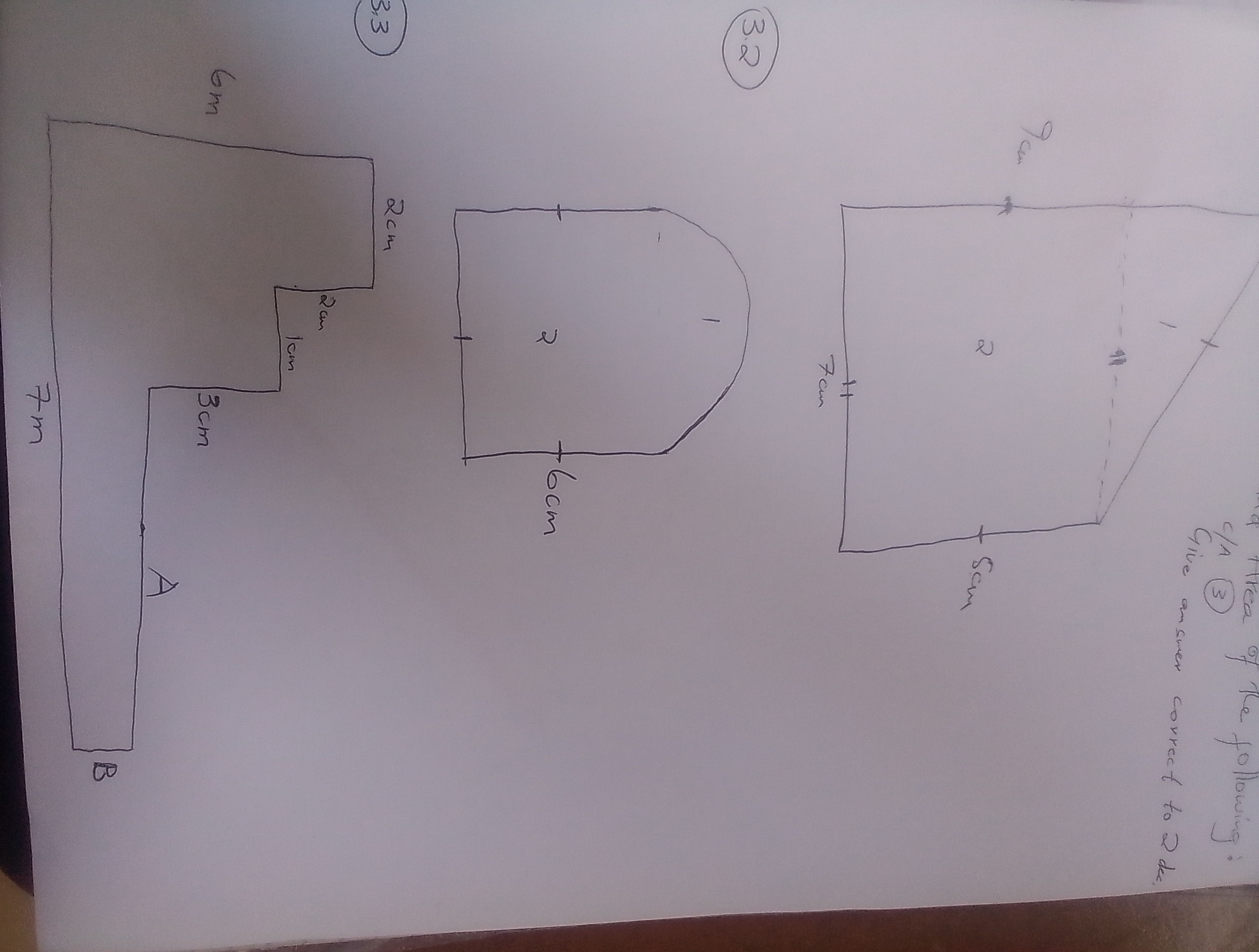 Find the area of the following: Give answer | StudyX