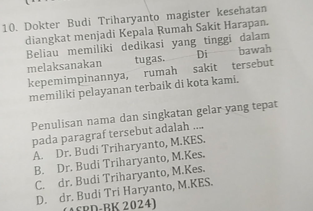 10. Dokter Budi Triharyanto magister | StudyX