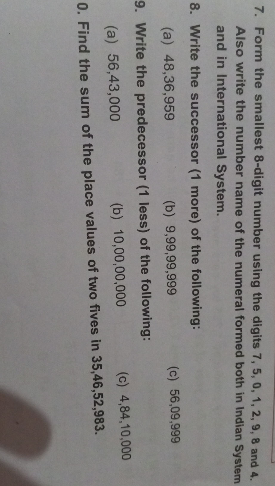 7. Form the smallest 8-digit number using | StudyX