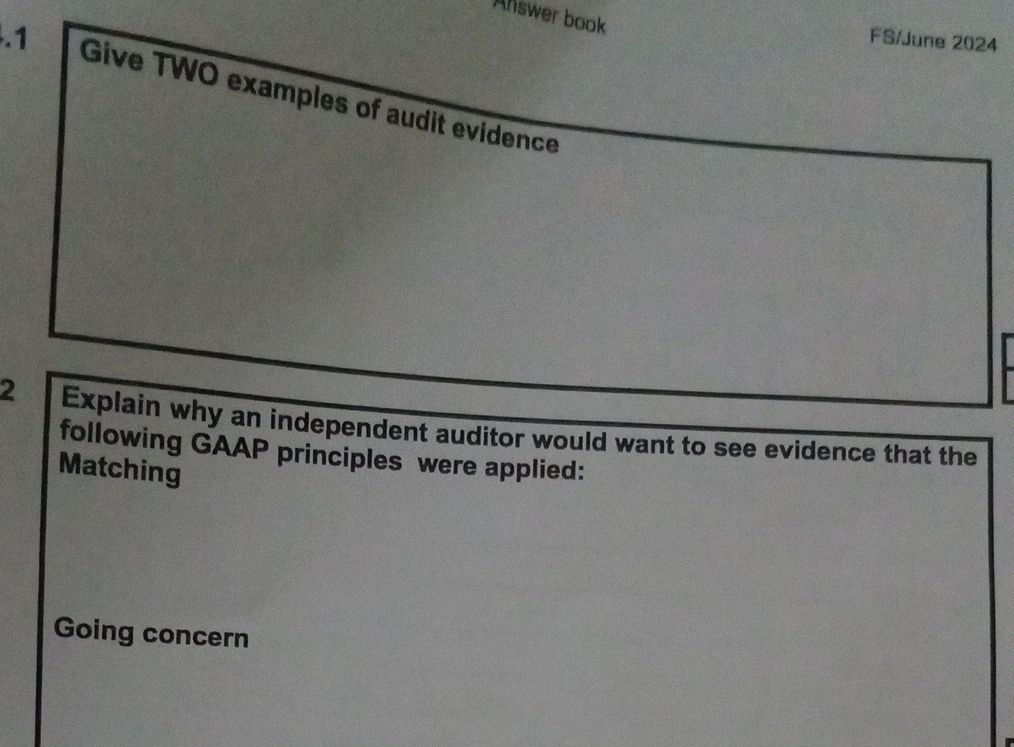 4.1 Give TWO examples of audit evidence 4.2 | StudyX