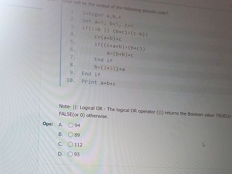 What will be the output of the following | StudyX