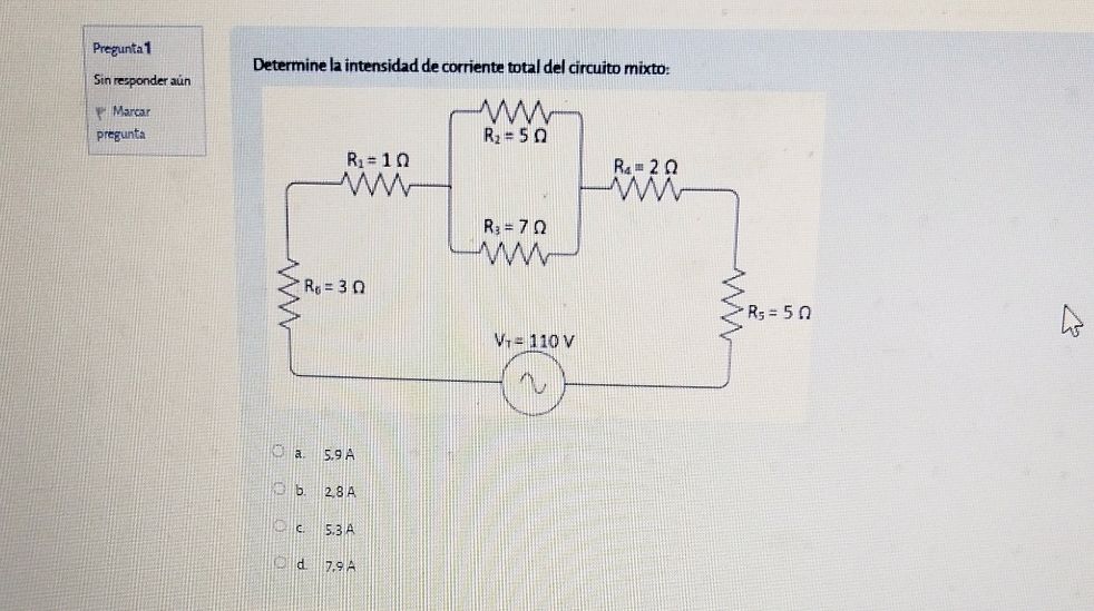 Determine la intensidad de corriente total | StudyX