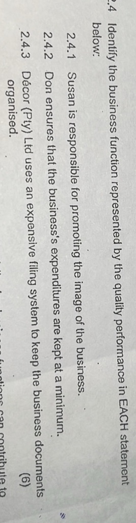 2.4 Identify the business function | StudyX