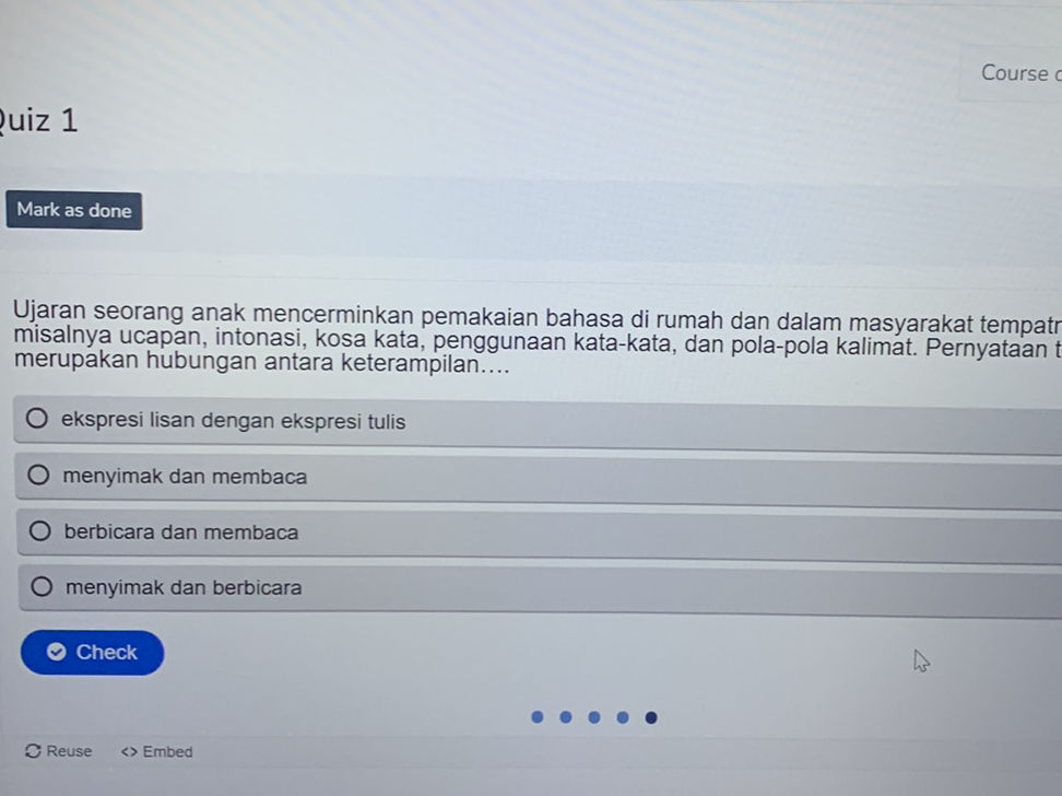 Ujaran seorang anak mencerminkan pemakaian | StudyX
