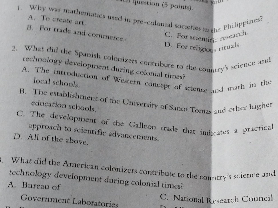 1. Why was mathematics used in pre-colonial | StudyX
