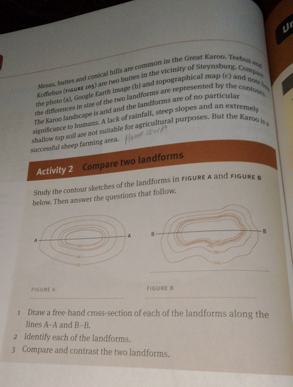Study the contour sketches of the landforms | StudyX