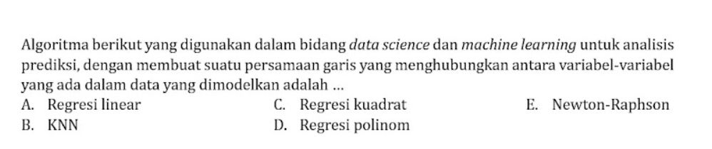 Algoritma berikut yang digunakan dalam | StudyX