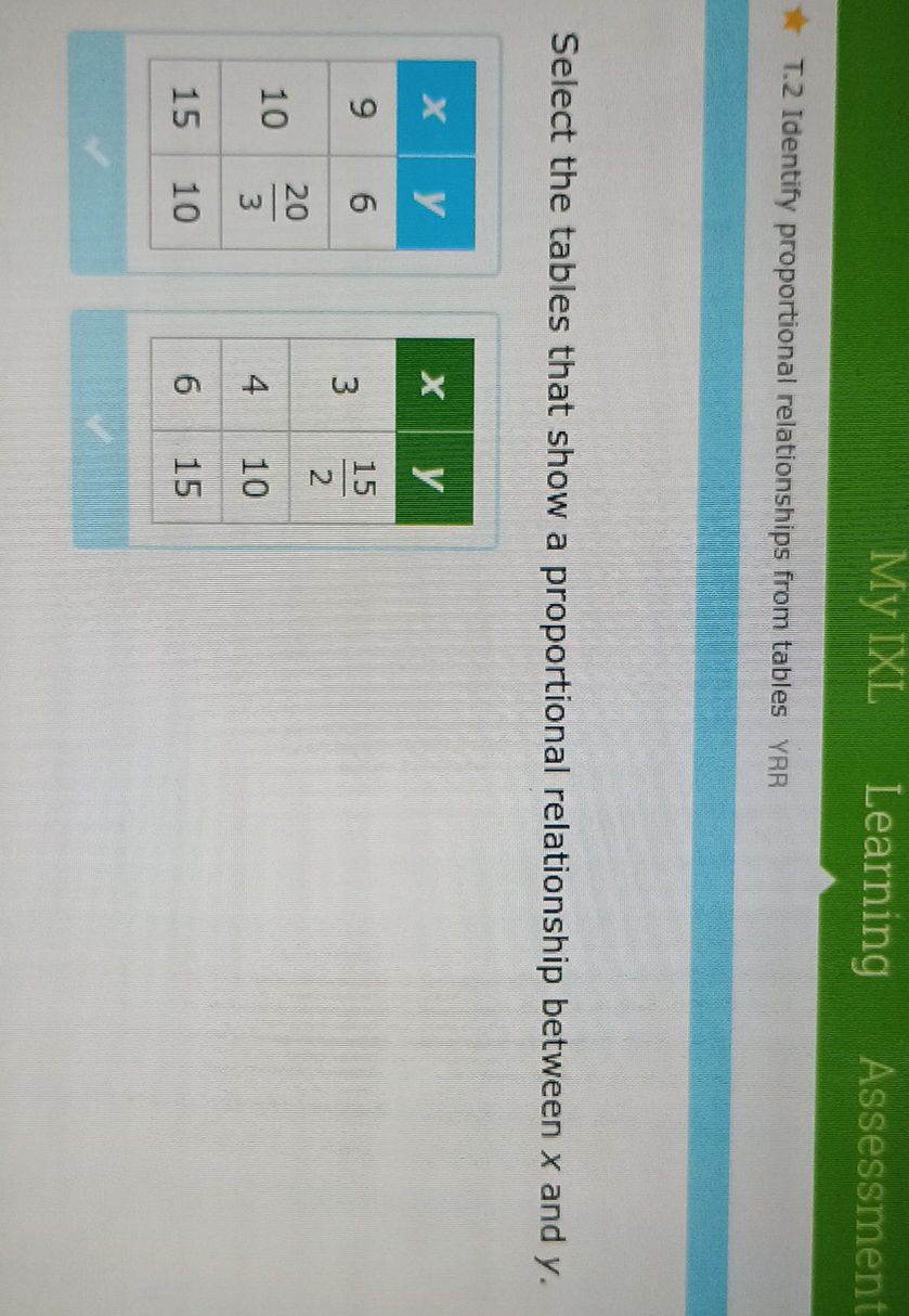 Select the tables that show a proportional | StudyX