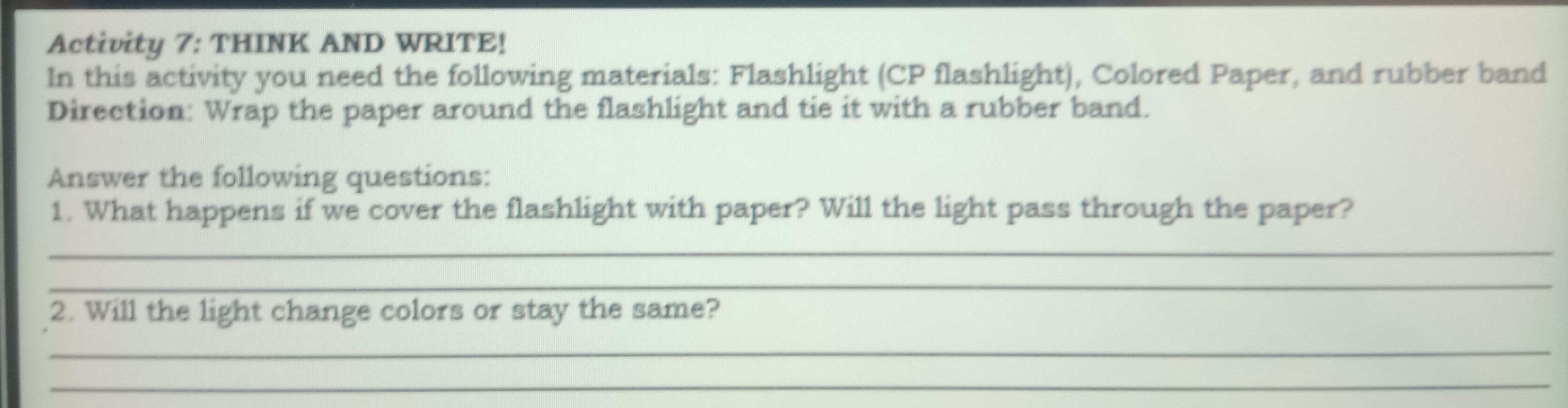 Activity 7: THINK AND WRITE! In this | StudyX