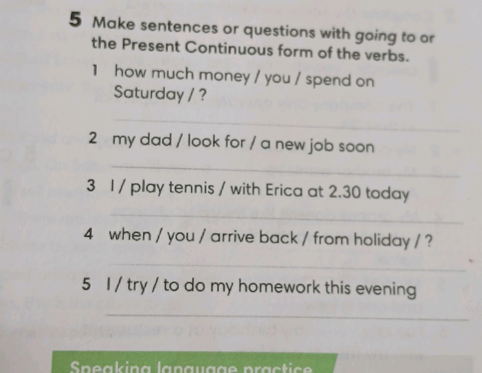 5 Make sentences or questions with going to | StudyX