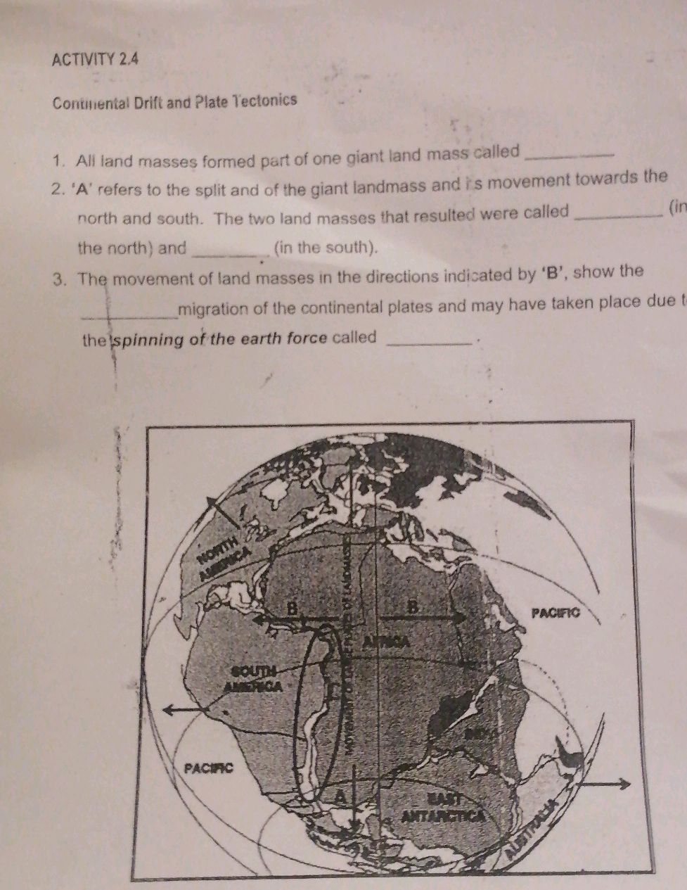ACTIVITY 2.4 Continental Drift and Plate | StudyX