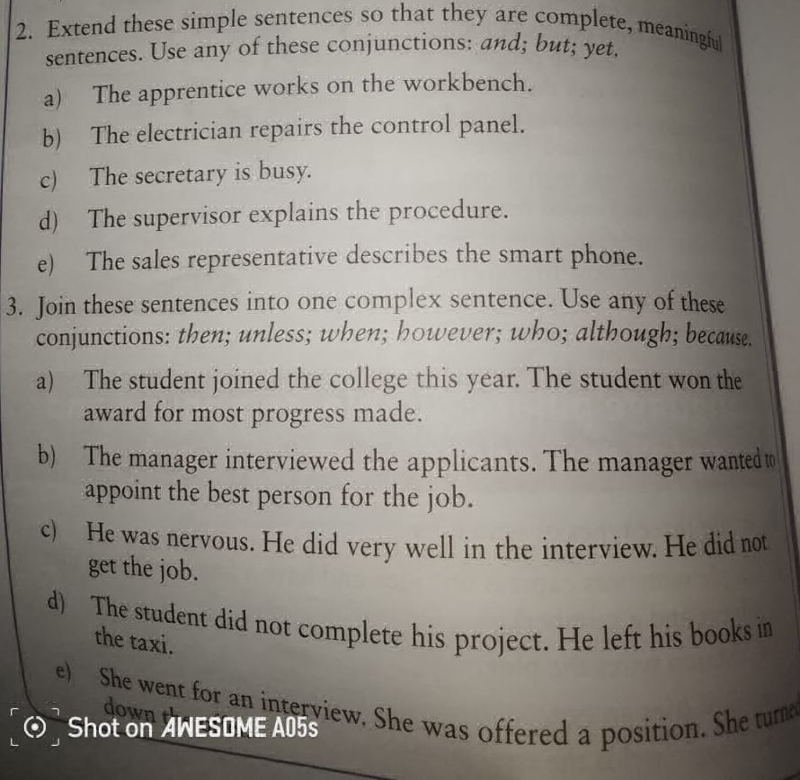 2. Extend these simple sentences so that | StudyX