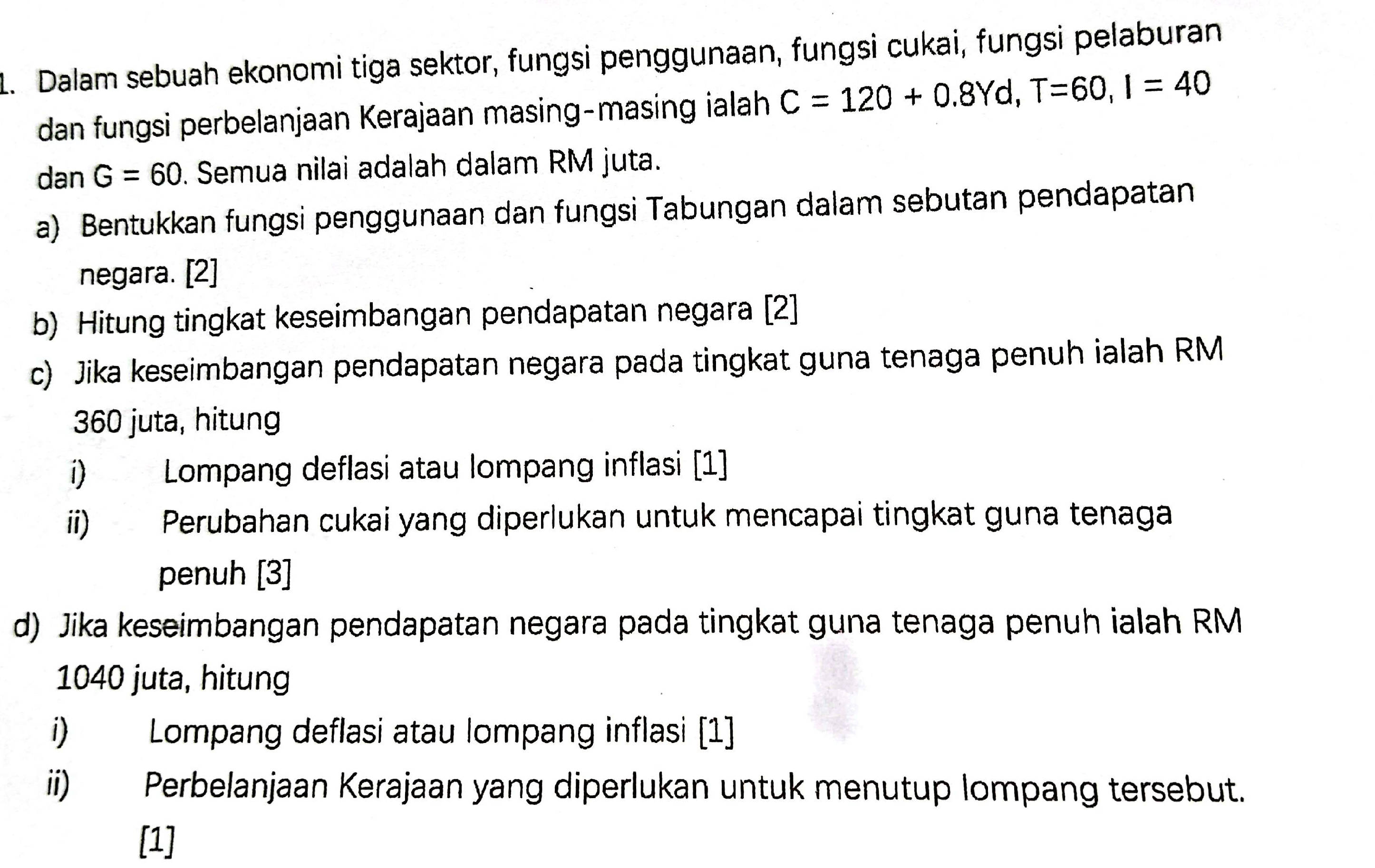 1. Dalam sebuah ekonomi tiga sektor, fungsi | StudyX