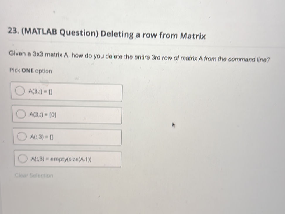 Given a 3x3 matrix A, how do you delete the | StudyX