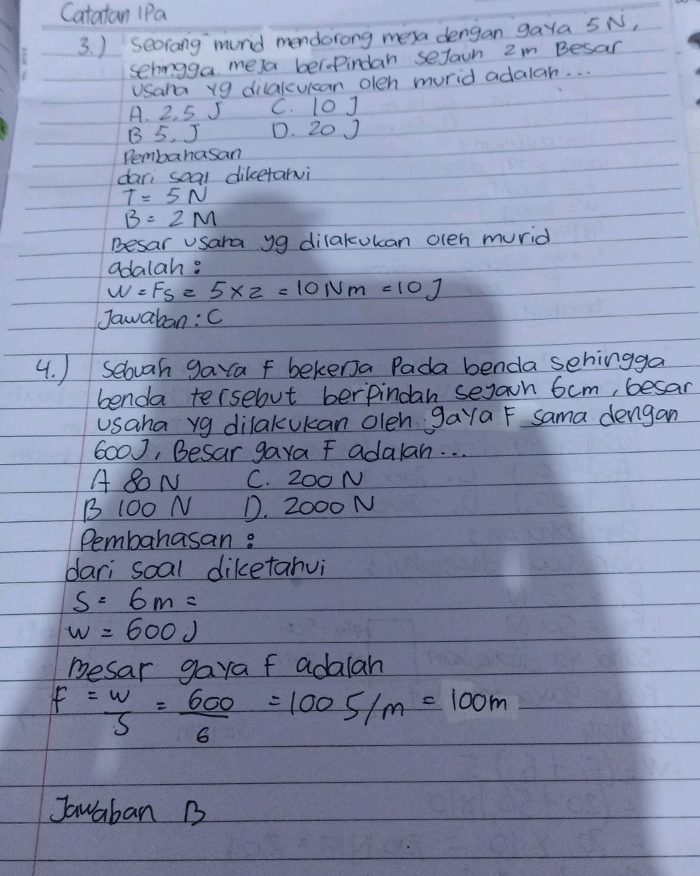 3.) Seorang murid mendorong meja dengan gaya | StudyX