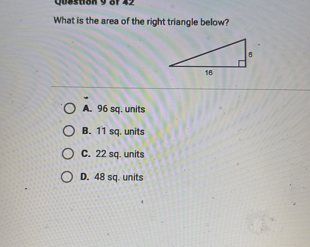 What is the area of the right triangle | StudyX