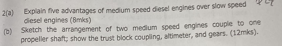 2(a) Explain five advantages of medium speed | StudyX