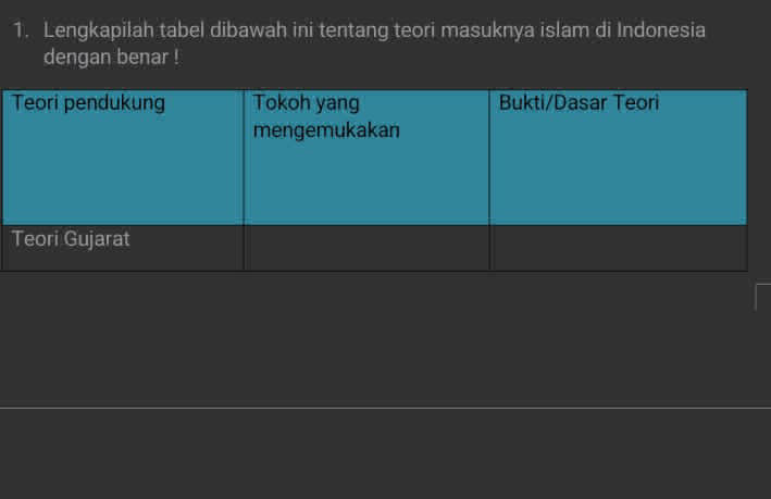 1. Lengkapilah tabel dibawah ini tentang | StudyX