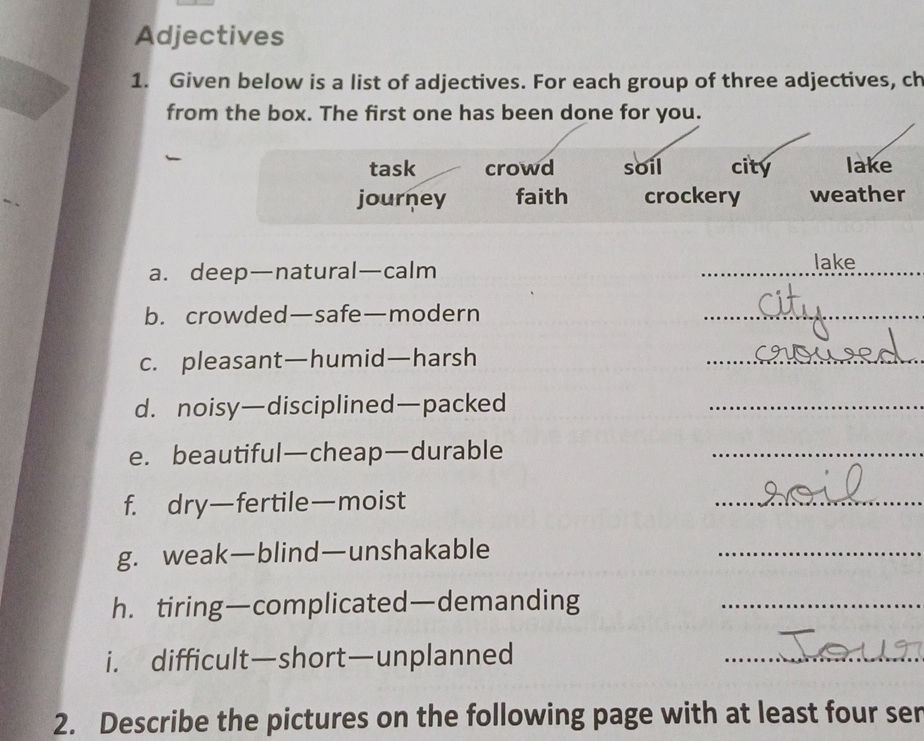 1. Given below is a list of adjectives. For | StudyX