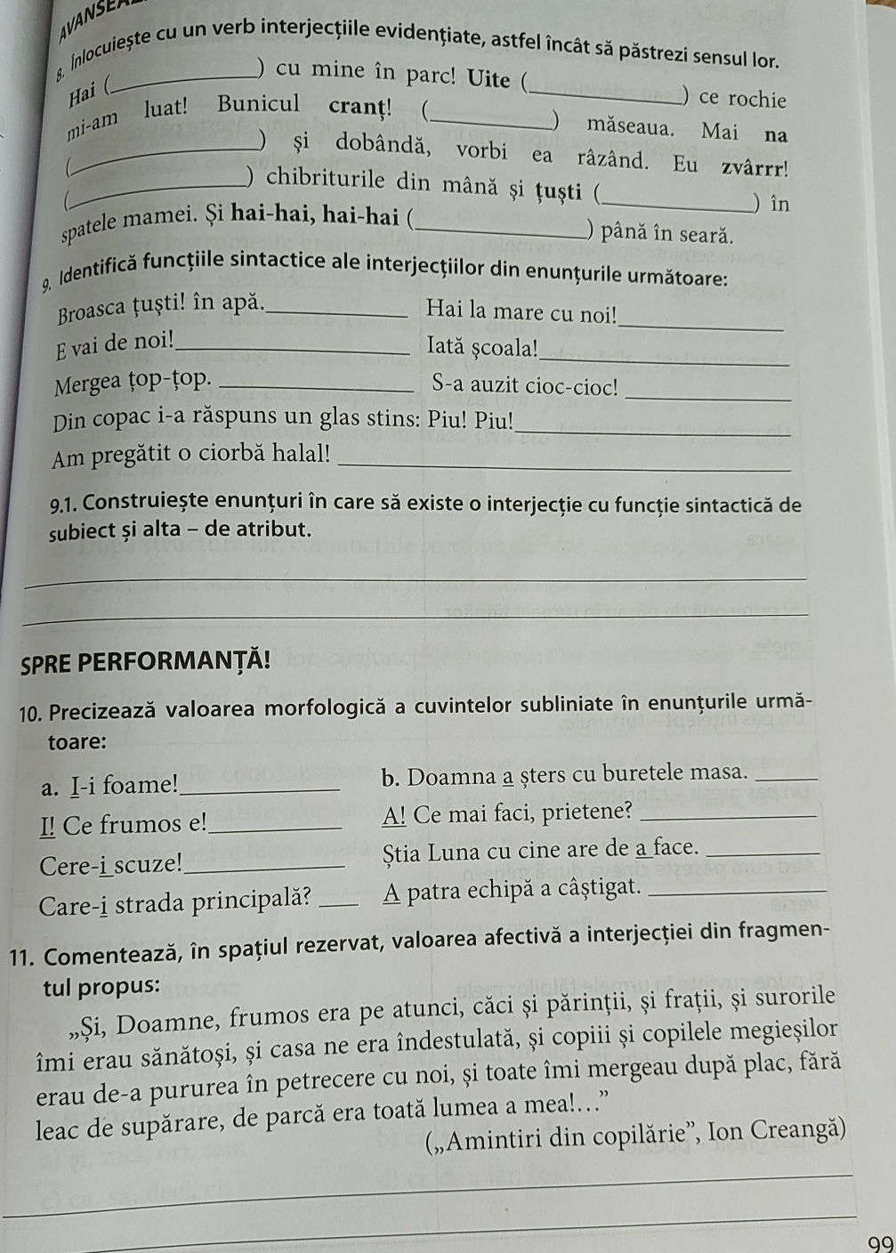 8. Înlocuiește cu un verb interjecțiile | StudyX