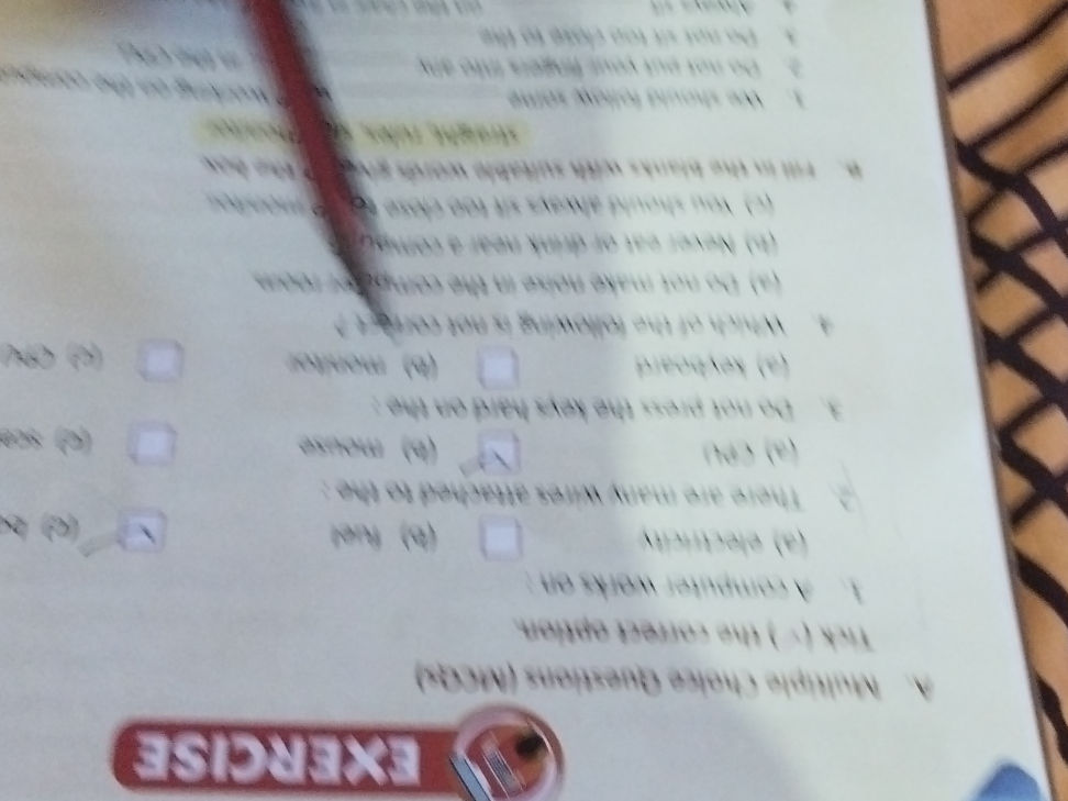 A. Multiple Choice Questions (MCQ) Tick (-) | StudyX