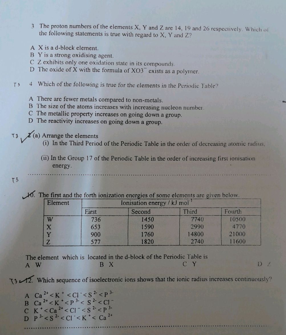 3 The proton numbers of the elements X, Y | StudyX