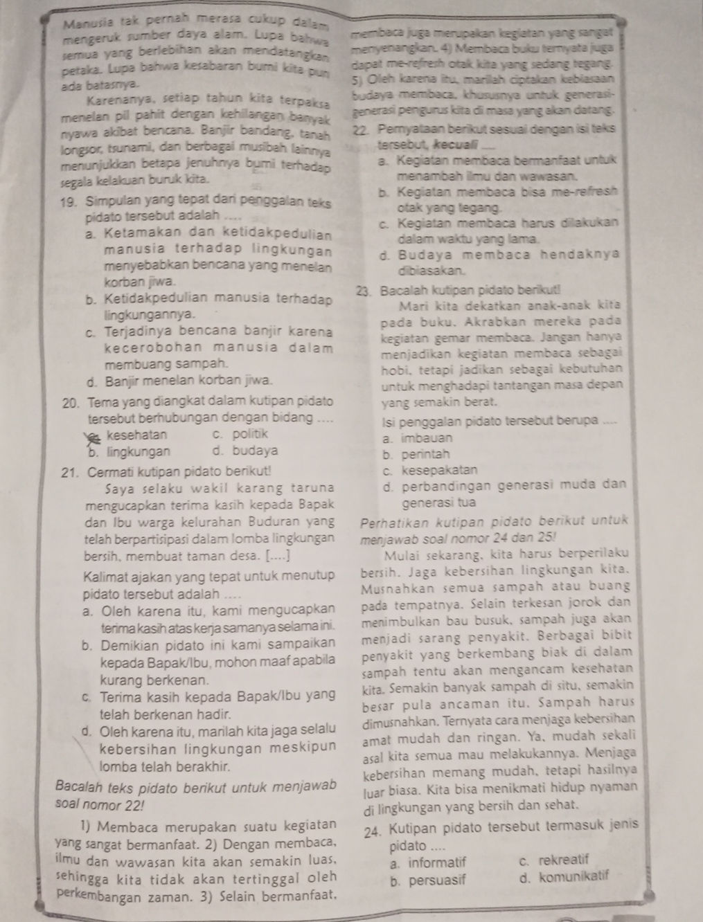 19. Simpulan yang tepat dari penggalan teks | StudyX