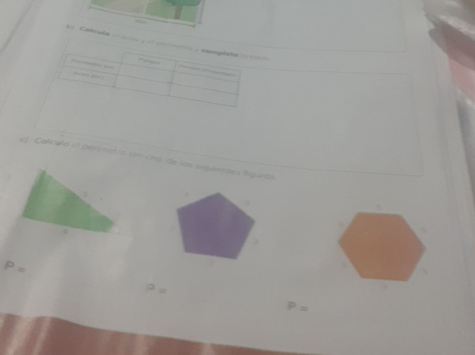 b) Calculo el area y el perimetro y completa | StudyX
