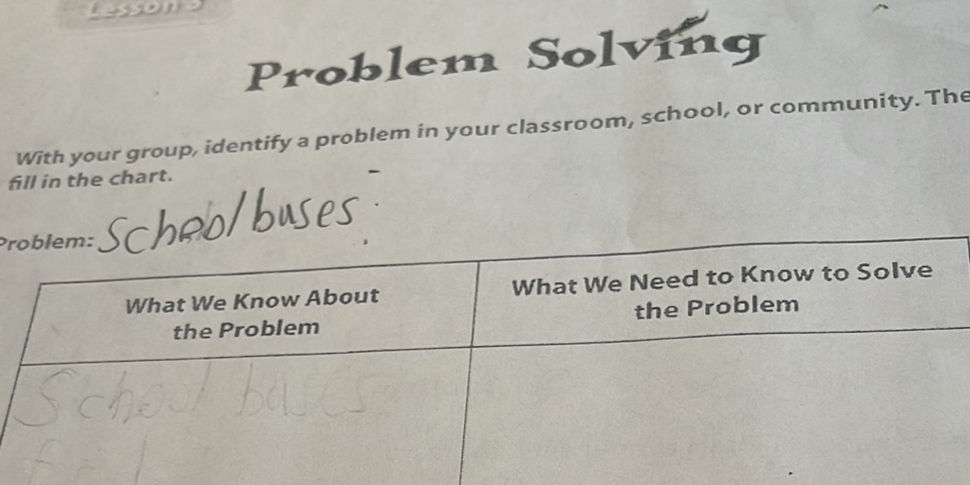 Problem: School buses | What We Know About | StudyX