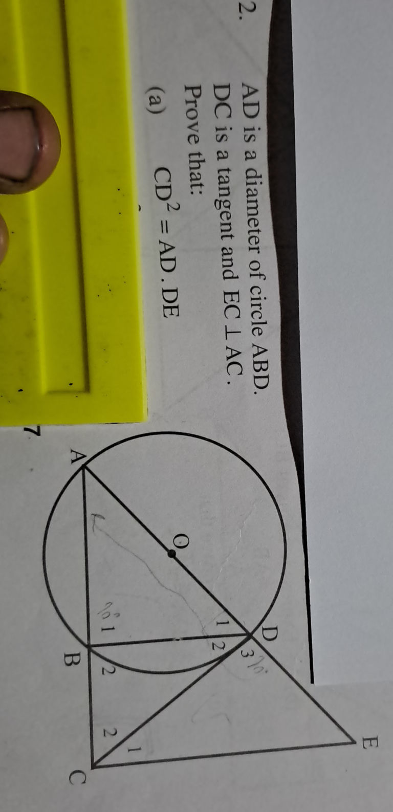 2. AD is a diameter of circle ABD. DC is a | StudyX