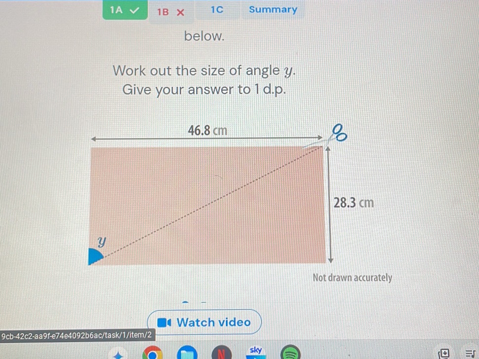 Work out the size of angle $y$. Give your | StudyX
