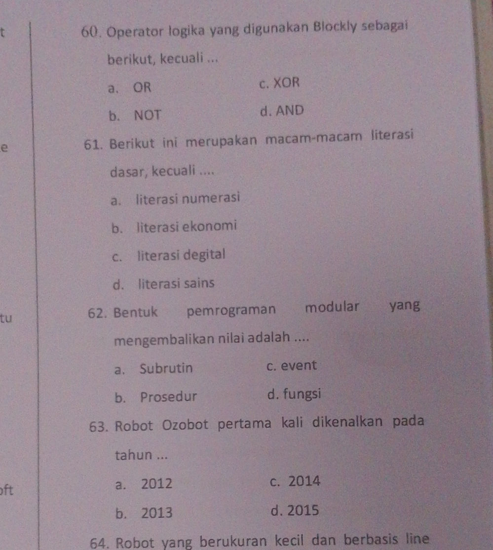 60. Operator logika yang digunakan Blockly | StudyX