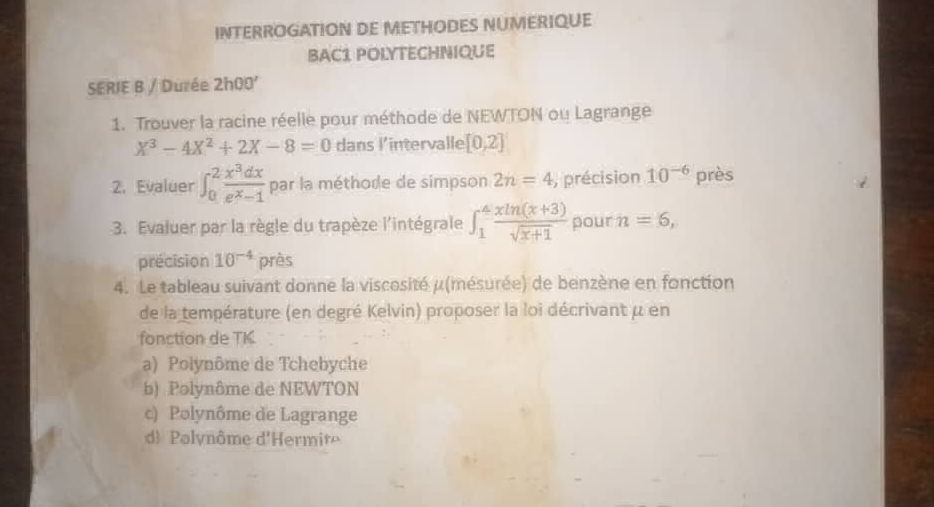 1. Trouver la racine réelle pour méthode de | StudyX