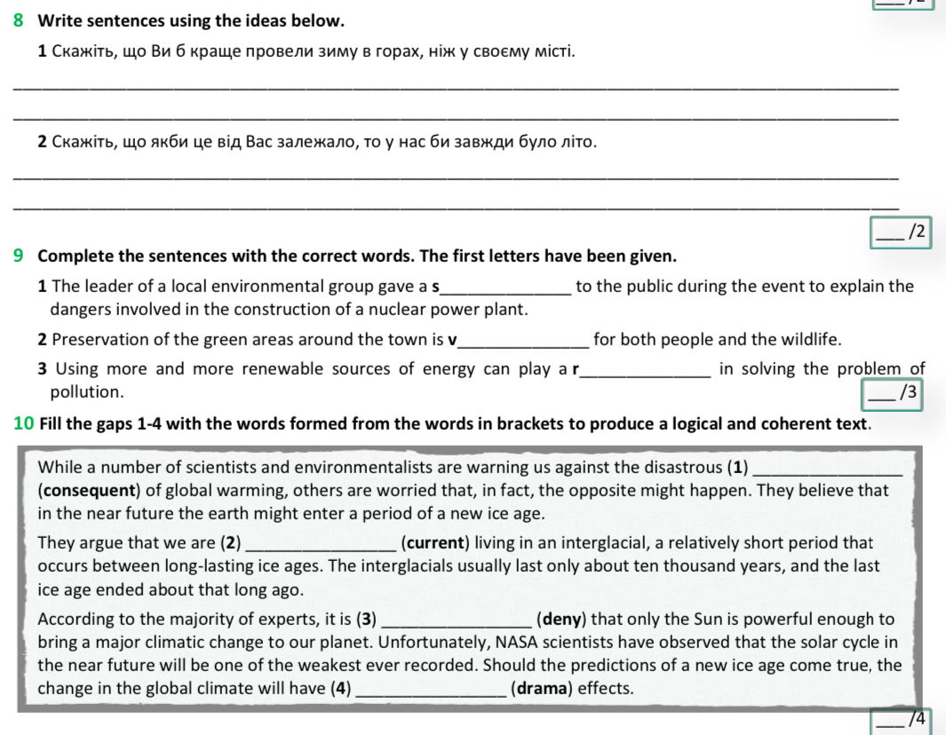 8 Write sentences using the ideas below. 1 | StudyX