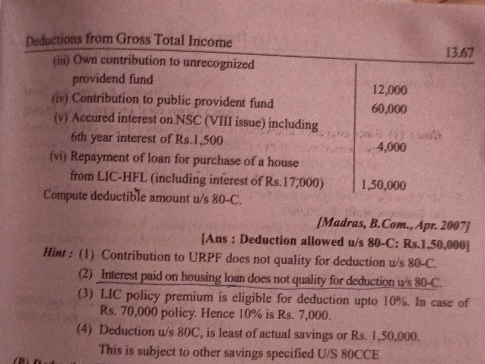 Deductions from Gross Total Income (iii) | StudyX