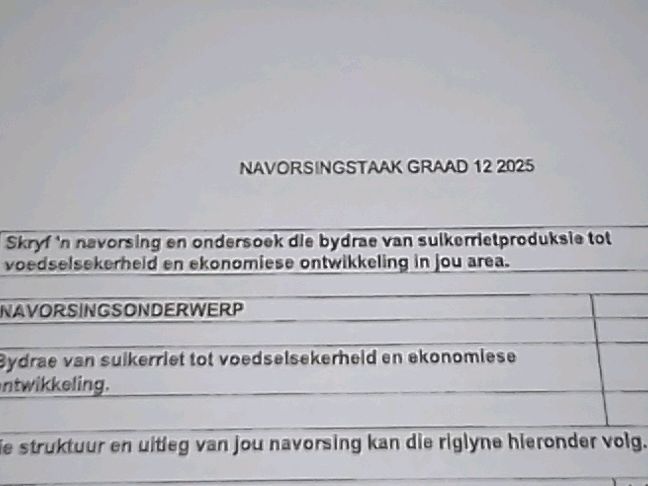 NAVORSINGSTAAK GRAAD 12 2025 Skryf 'n | StudyX