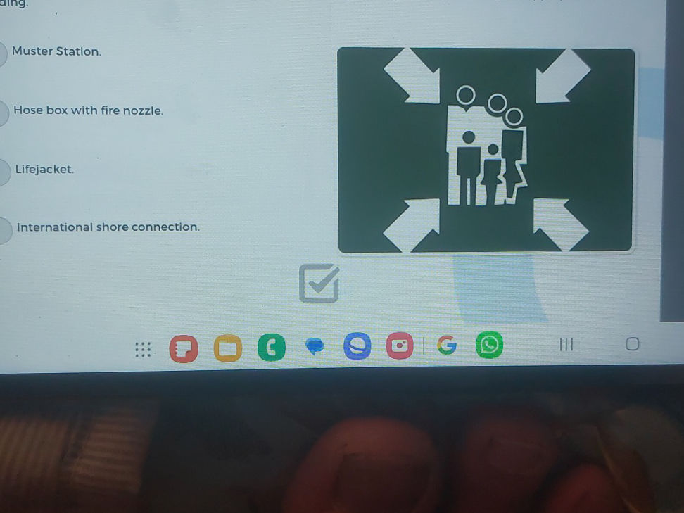 Muster Station. Hose box with fire nozzle. | StudyX