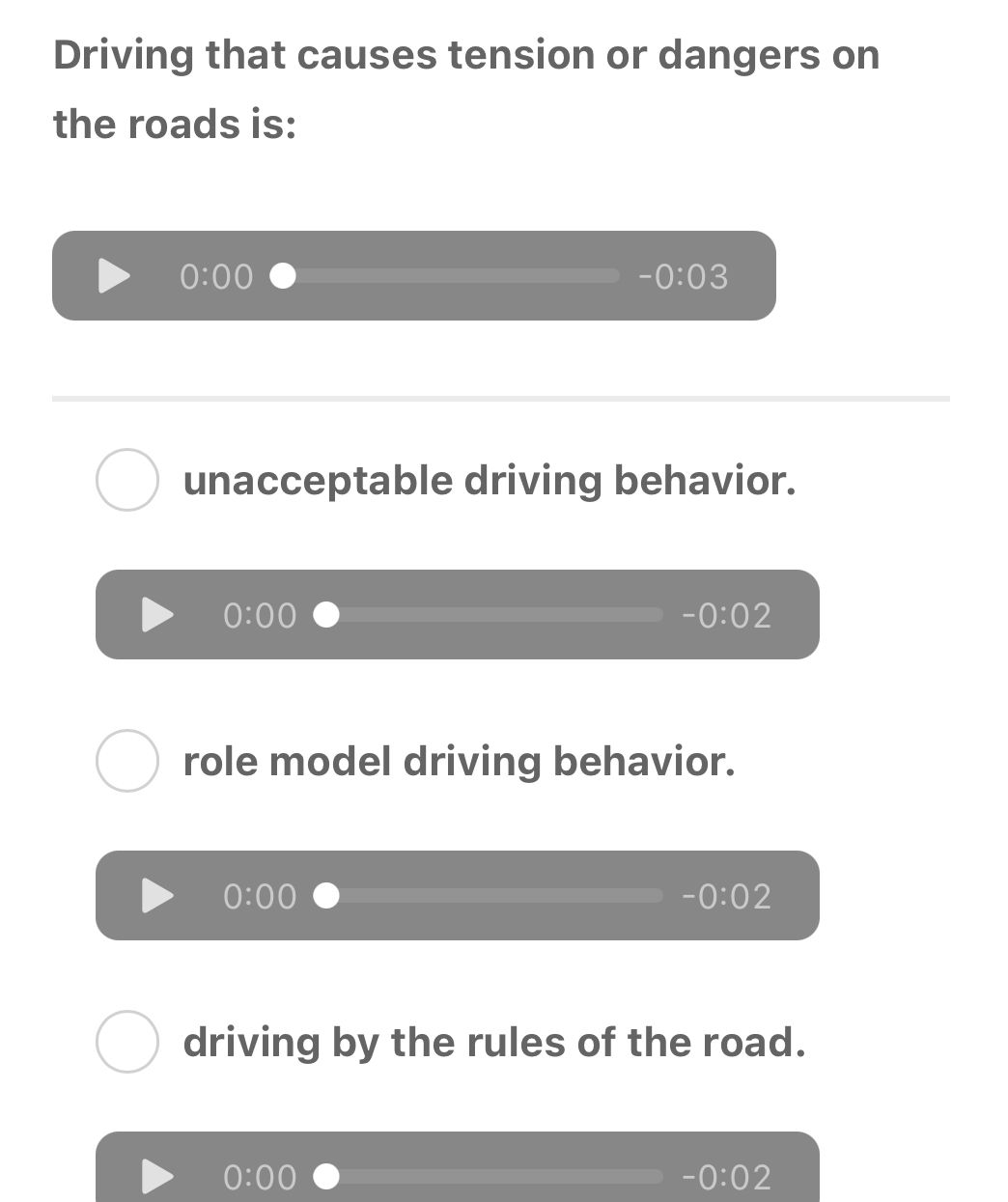 Driving that causes tension or dangers on