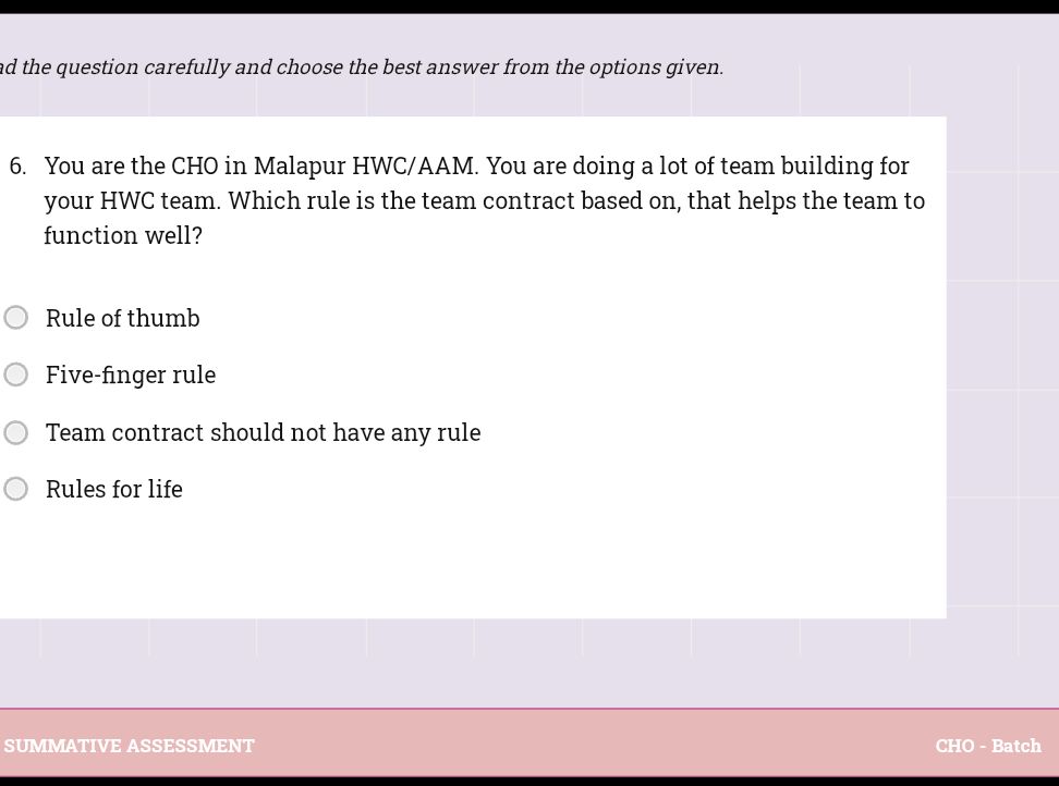 6. You are the CHO in Malapur HWC/AAM. You | StudyX