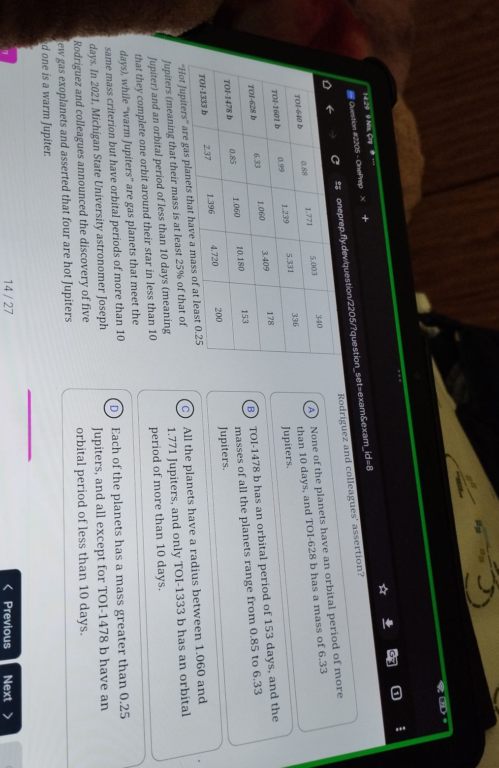 Rodriguez and colleagues' assertion? A) | StudyX