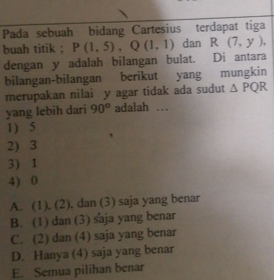 Pada sebuah bidang Cartesius terdapat tiga | StudyX
