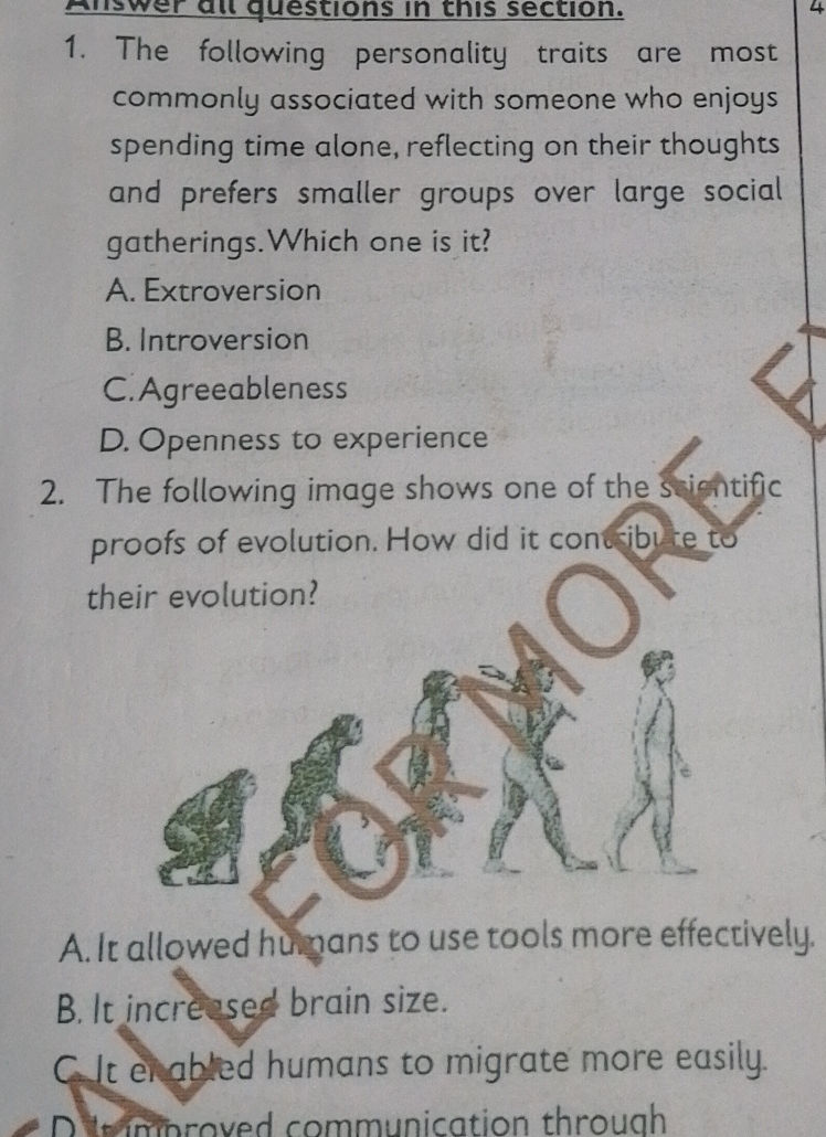 1. The following personality traits are most | StudyX