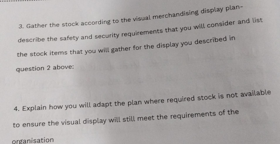 3. Gather the stock according to the visual | StudyX